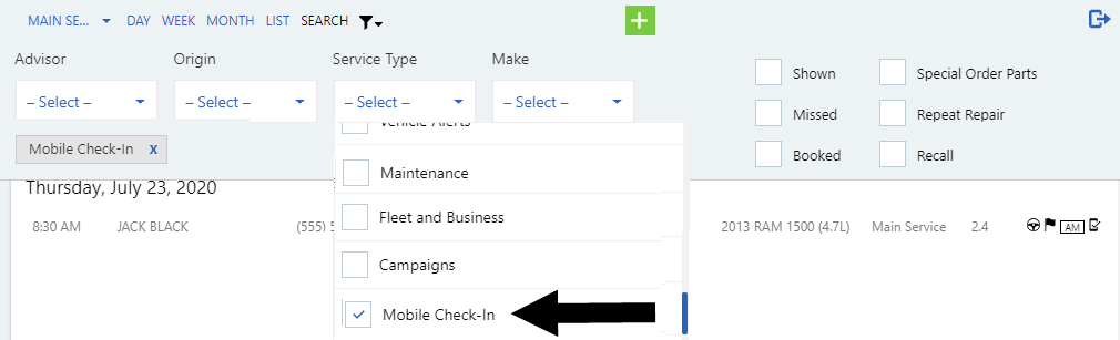Mobile Check-In Indicators