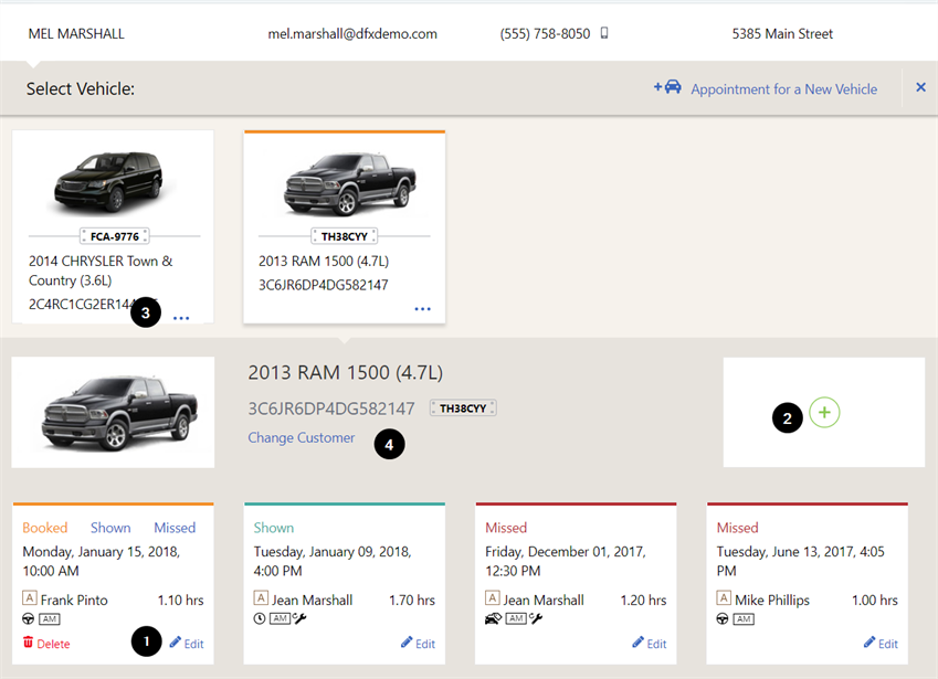 Find the customer/vehicle
