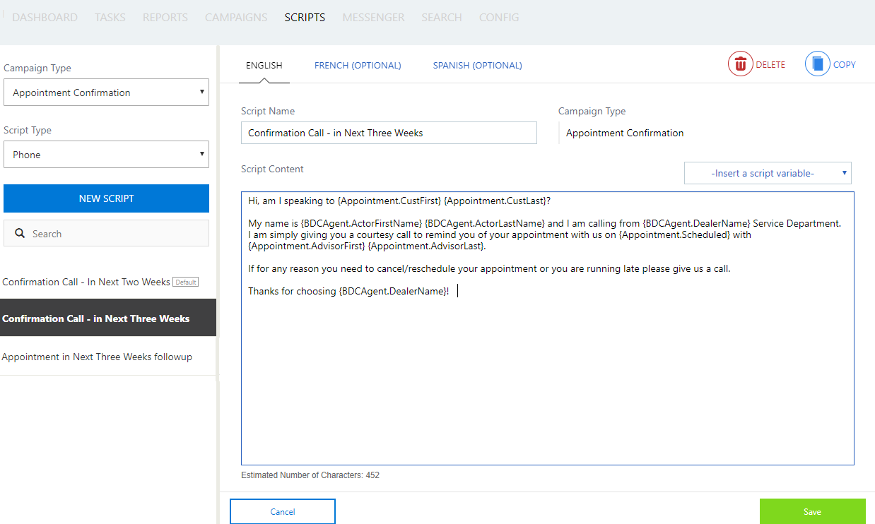 Setting up campaign scripts