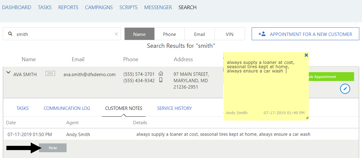 Customer Notes enhancement