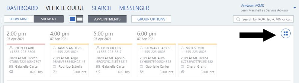 Working with today's appointments