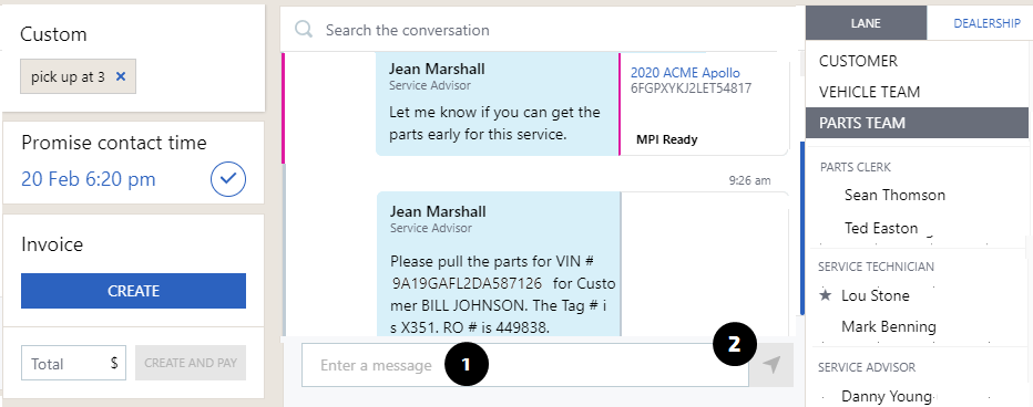 Messaging from the vehicle queue