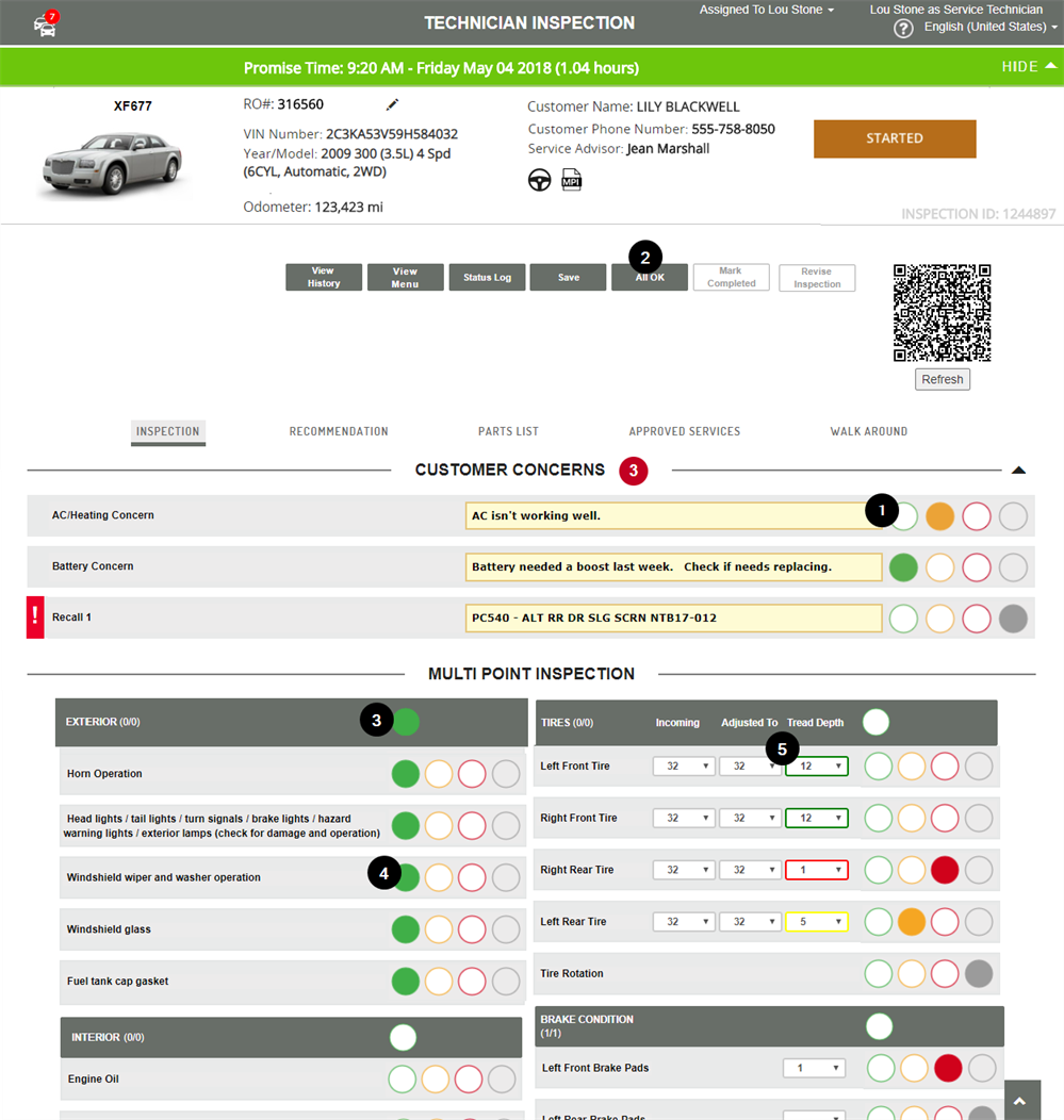 Completing the inspection