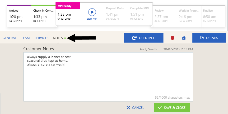 Customer Notes enhancement