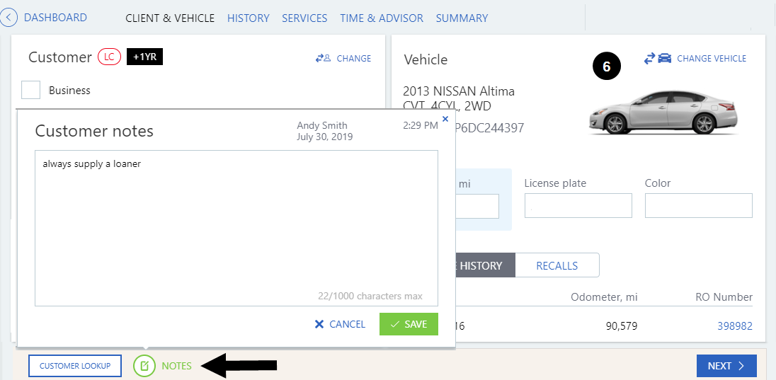 Customer Notes enhancement
