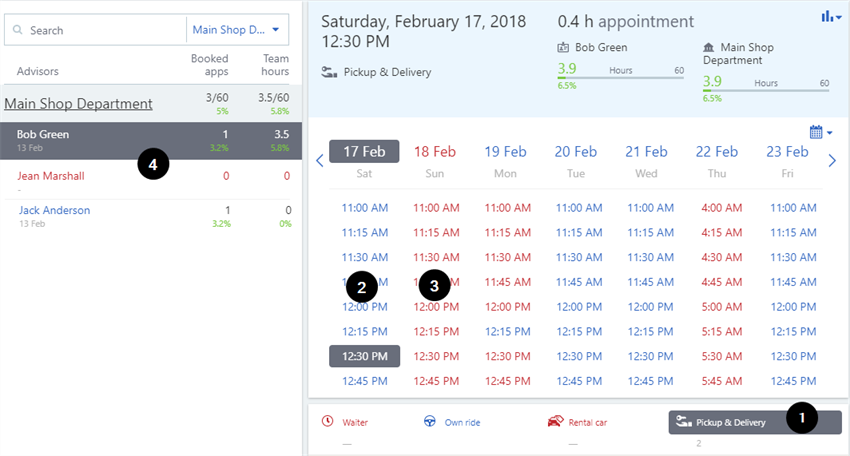 Time & Advisor tab