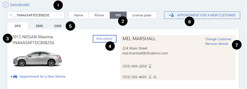 Find the customer/vehicle