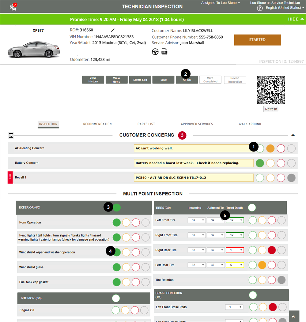 Completing the inspection